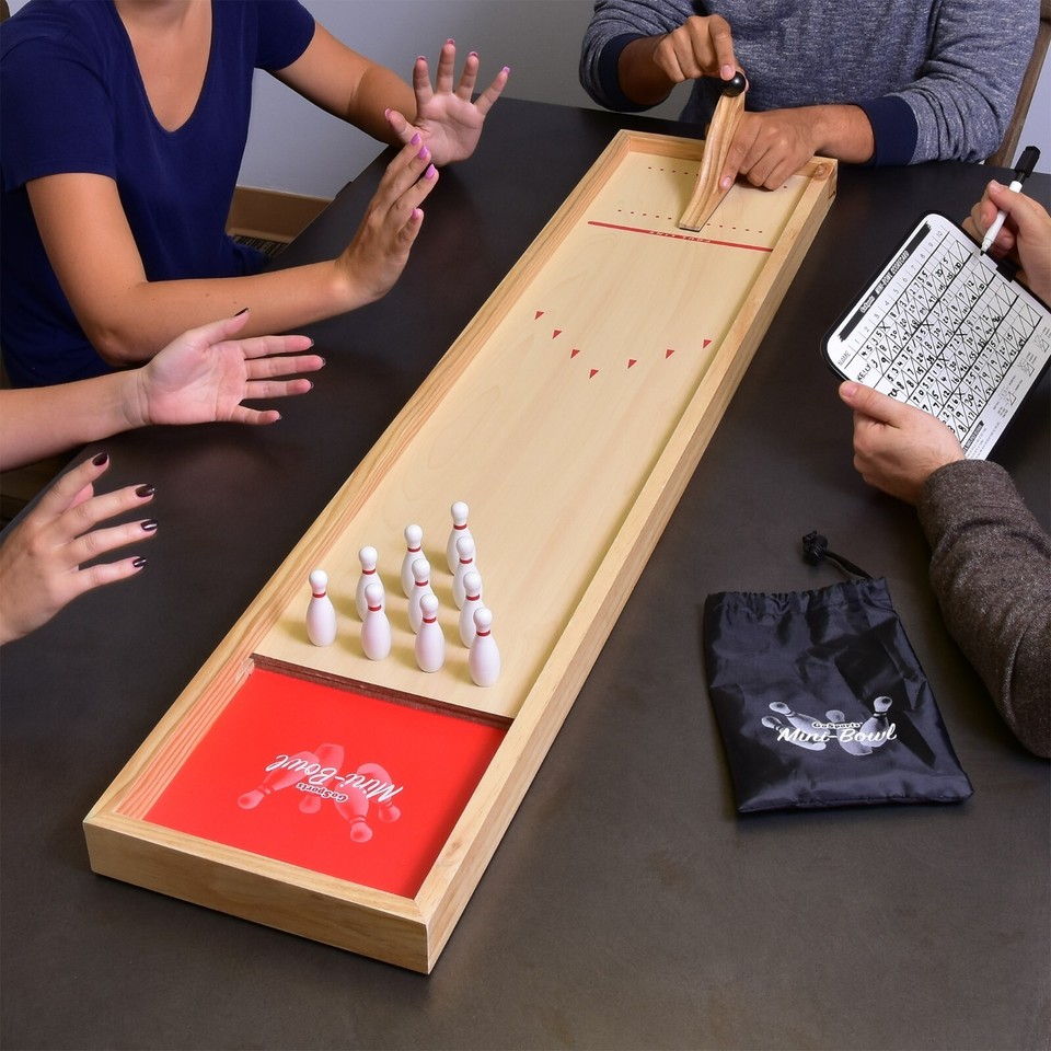 GoSports Mini Wooden Tabletop Bowling Game Set For Kids & Adults | eBay