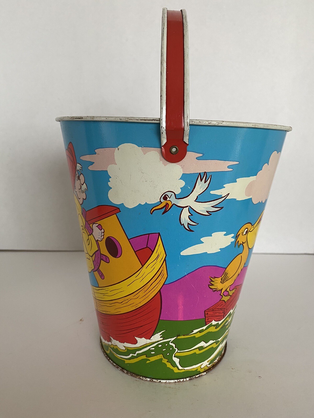 Vintage Ohio Art Tin Litho Sand Pail Graphics Of Captain & Children On ...