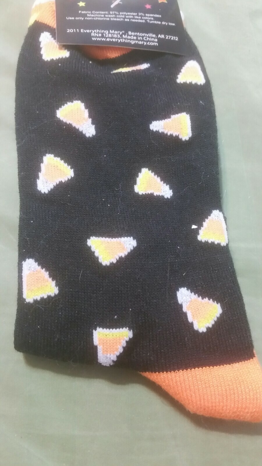NWT New Pair of Halloween Socks Black w/ Candy Corn Ladies Socks 9-11 ...