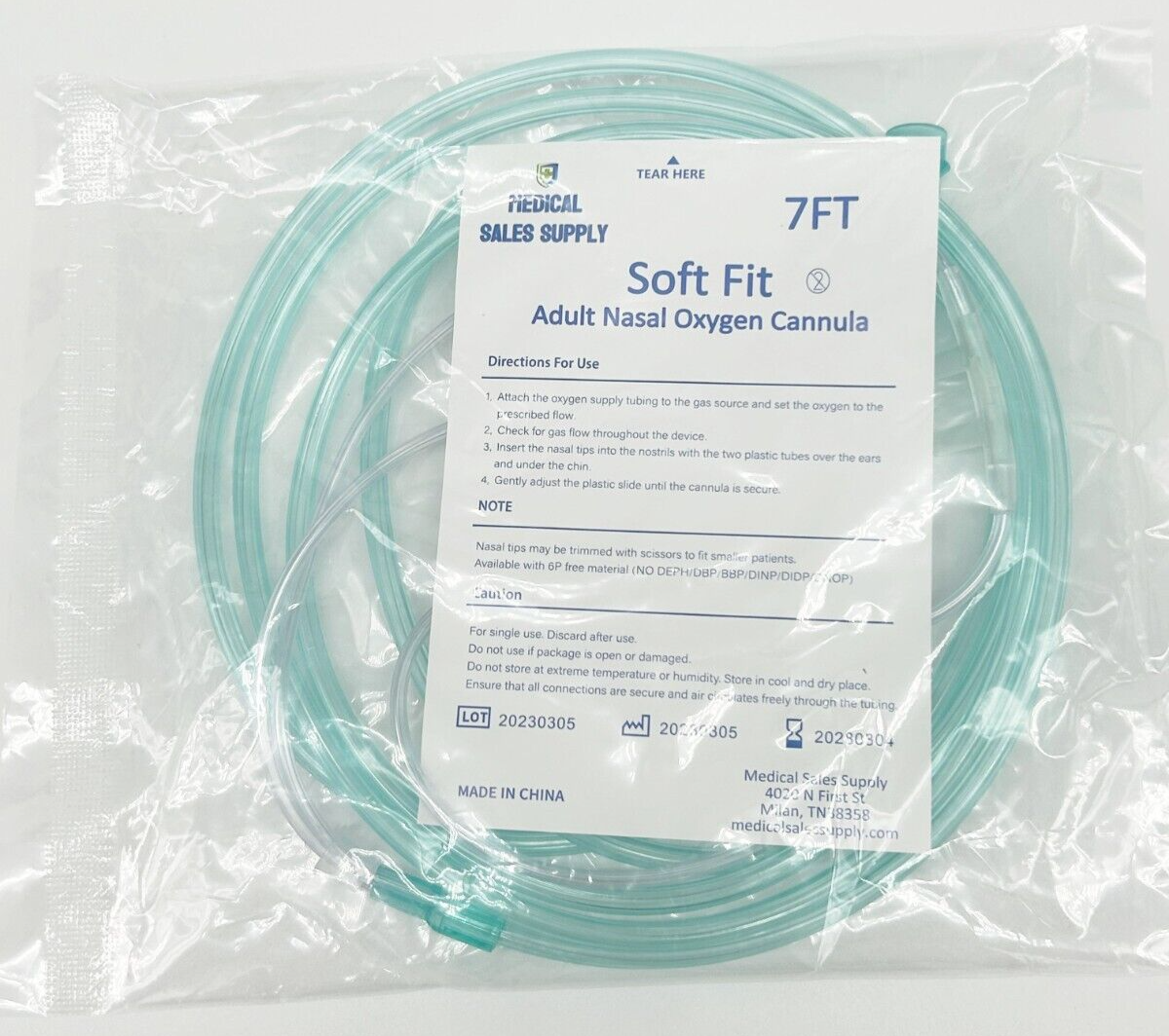 MSS 5-Pack Soft Nasal Oxygen Cannulas - Adult, 7ft Tubing, Comfort Fit ...