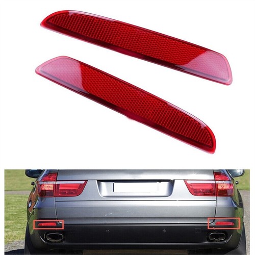 2x Rear Bumper Reflectors Brake Stop Light Red Lens Fit For BMW X5 E70 ...