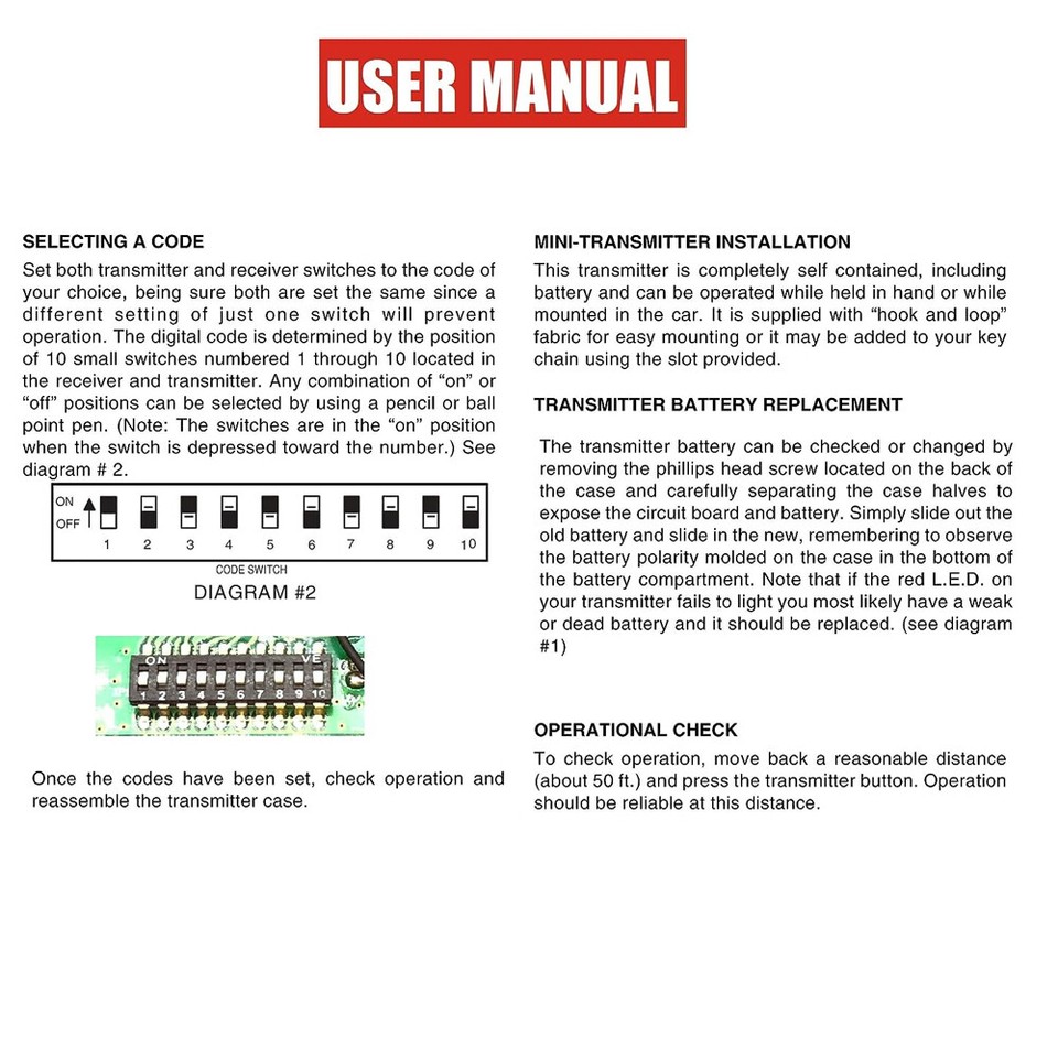2x For Linear Multi-Code 300MHz 10 Dip 3089 3060 3070 4120 Garage Door ...