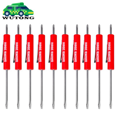 10x Red Mini Pocket Screwdriver Phillips & Flat Head Tip with Magnet ...