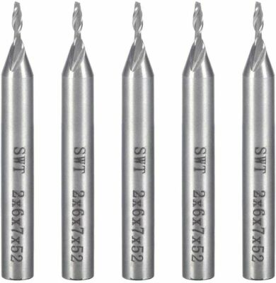 5Pcs 2mm CNC Carbide End Mill 2-Fulte Mill Cutter,Tungsten CNC Router ...