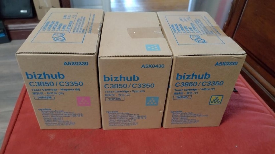 (Lot of 3) NEW Konica Minolta TNP48 Toner Set Yellow Magenta Cyan ...