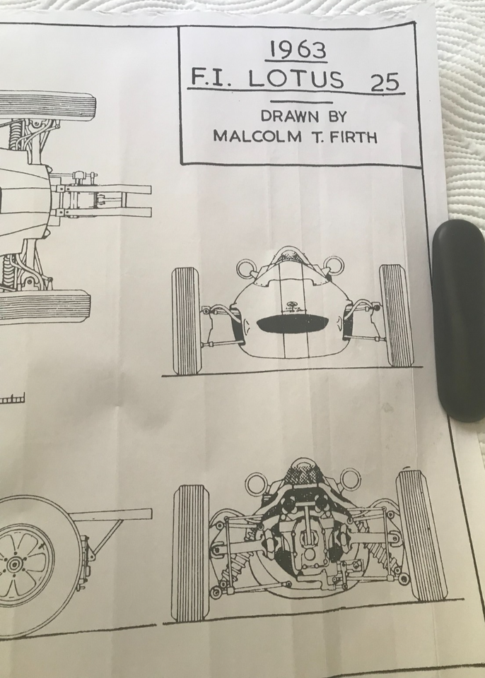 1963 Lotus Climax 25 F1 car (Jim Clark) A1 plan drawing -new old stock ...