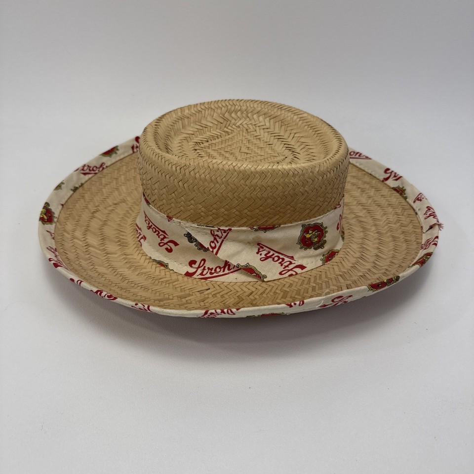 Vintage Stroh’s Beer Advertising Hat Woven Straw Cowboy Golf Beach Cap Medium | eBay