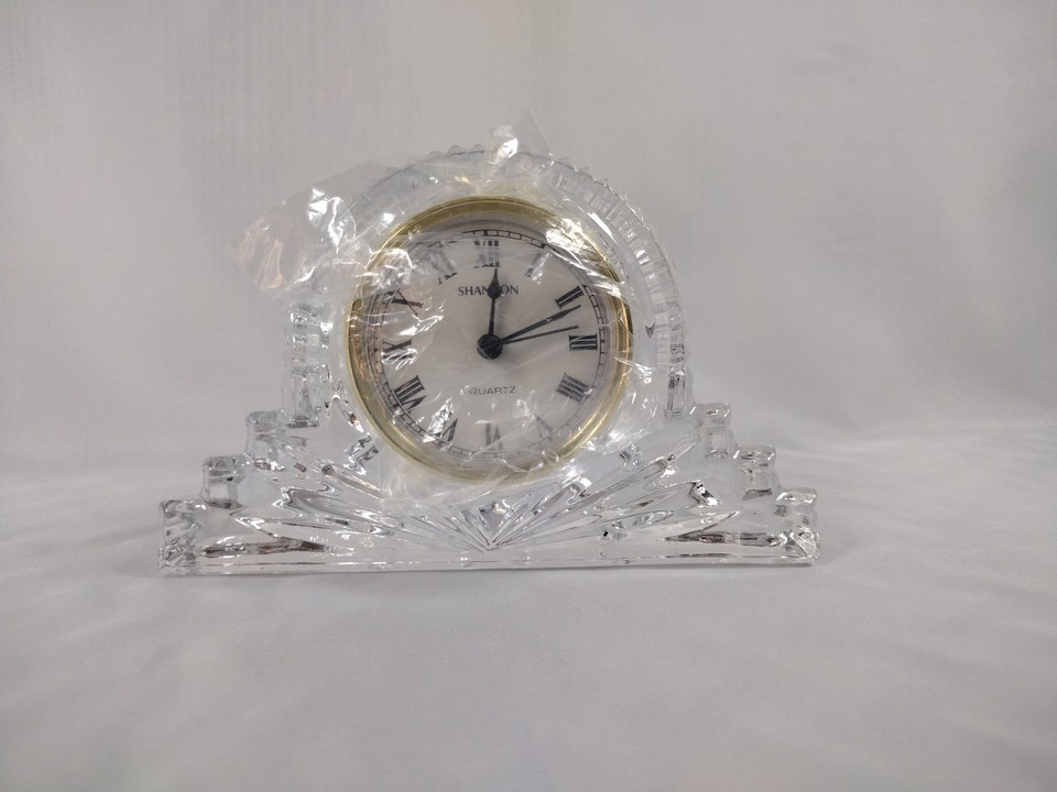 Shannon Mantle Clock 24% Lead Crystal Quartz Movement Pre-owned W/Box ...