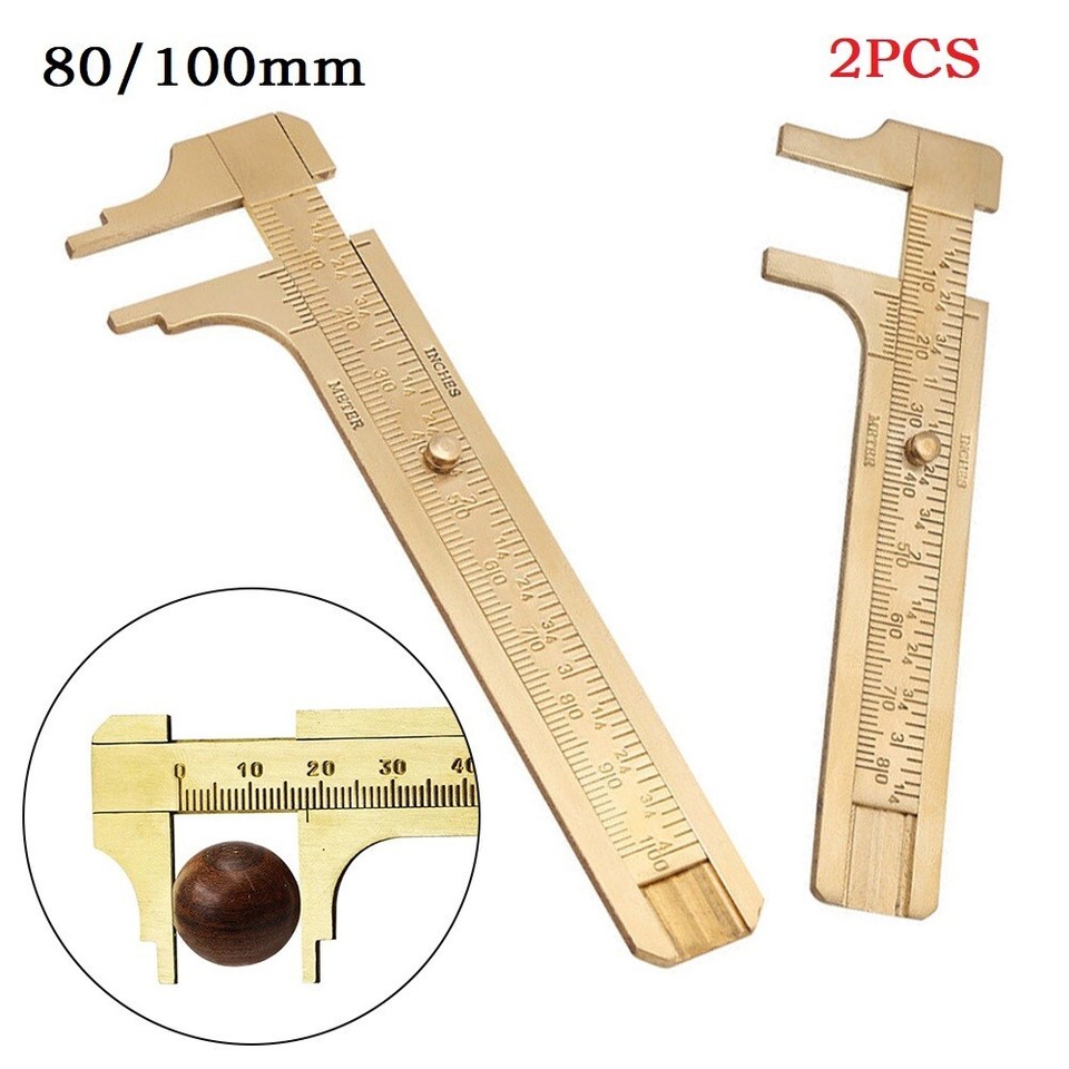 2pcs Brass Scale 80/100mm Sliding-Gauge Vernier Caliper Ruler Measuring ...