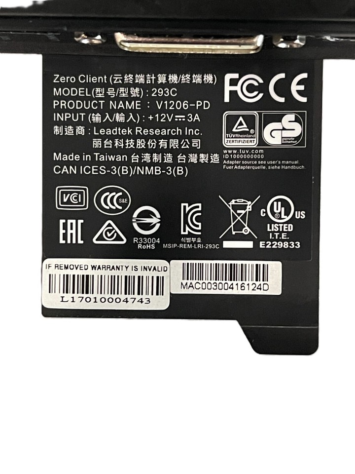 10ZiG V1206-PD 293C Zero Client Thin Client-Tera2 Technology, VDI ...