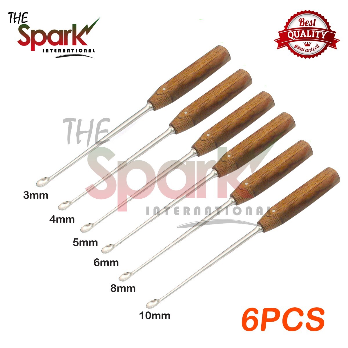 Set of 6 Pcs Halle Bone Curette Fiber Handle Orthopedic Surgical ...