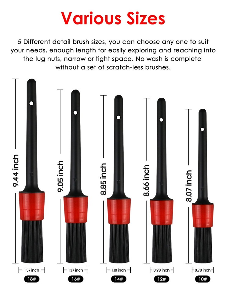 Car Detailing Brushes Wash Auto Detail Cleaning Drill Kit Engine Wheel ...