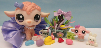 LITTLEST PET SHOP RARE #1670 PINK SHEEP & TEENSIE LAMB CUSTOM EASTER ...
