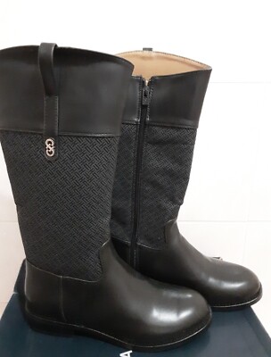 Cole Haan Girls’ Black w/Blackprint Brennan Riding Boots YG1007 Sz 5 ...