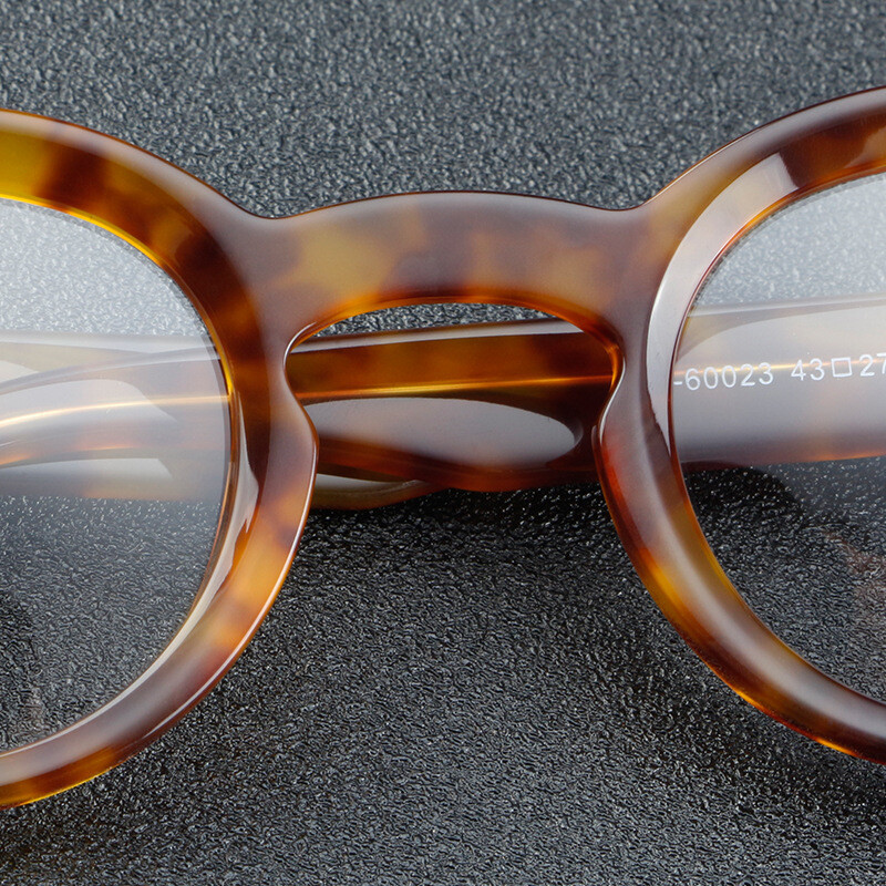 Retro Oval Small Eyeglasses Frames Acetate Recessed Bottom Design ...