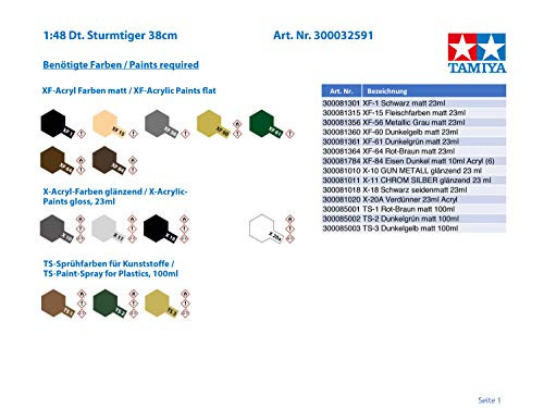 Tamiya 1/48 No.91 German 38cm SturmTiger Rocket Howitzer Military Model ...