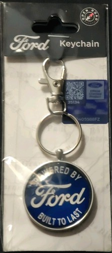 FORD KEYCHAIN "POWERED BY FORD BUILT TO LAST" 1 1/2 ROUND 4" LENGTH ...