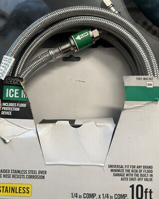 Everbilt 1/4” x 10’ Stainless Steel Ice Maker Supply Line w/ FLOOD ...