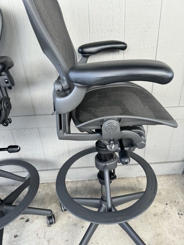 Authentic Herman Miller® Aeron® Mesh Work Stool, Bar Height fully ...