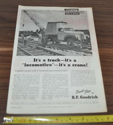 1947 International B.F. Goodrich Truck Ad Quick-Way Crane | eBay