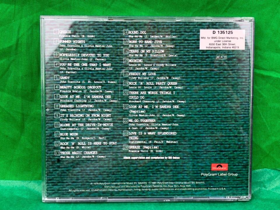 Grease CD Original Soundtrack Olivia Newton John John Travolta 1978 P2 ...