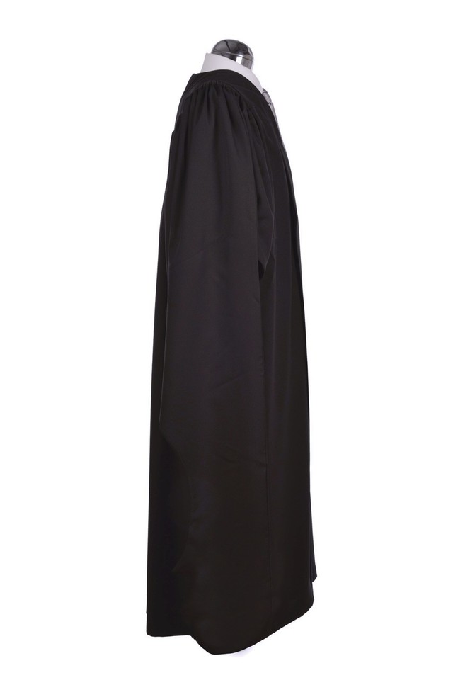 Masters Graduation Gown University Fully Fluted Academic Black Robe MA ...
