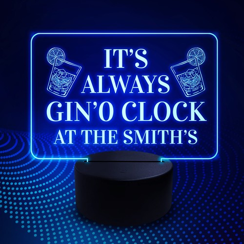 Personalised Gin Signs GIN O CLOCK Sign Gin And Tonic LED Neon Plaque ...