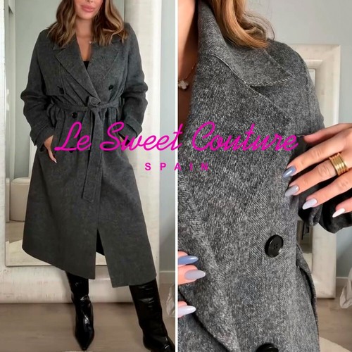 ZARA WOMAN FW24 Dark gray DOUBLE BREASTED WOOL BLEND COAT ALL SIZES ...