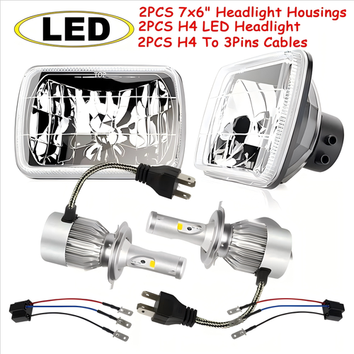 For Chevrolet C10 C20 C30 1981-1986 Pair 7x6" 5x7 LED Headlights Hi/Lo ...