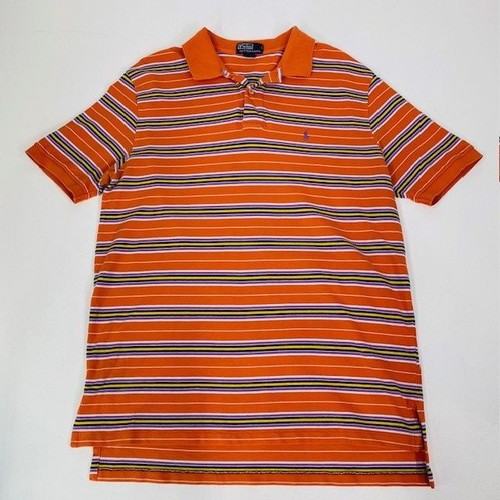 Polo Ralph Lauren Men's Striped Orange Multi-Color Polo Shirt Classic ...