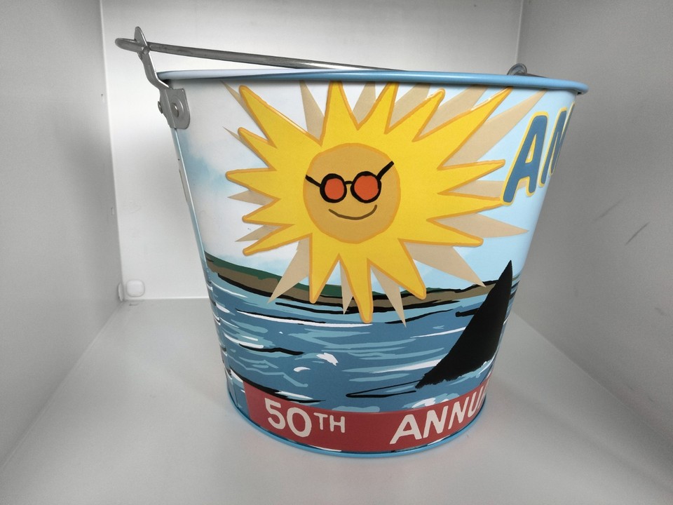 New JAWS 50th Anniversary Popcorn Bucket Metal Pale Amity Island | eBay