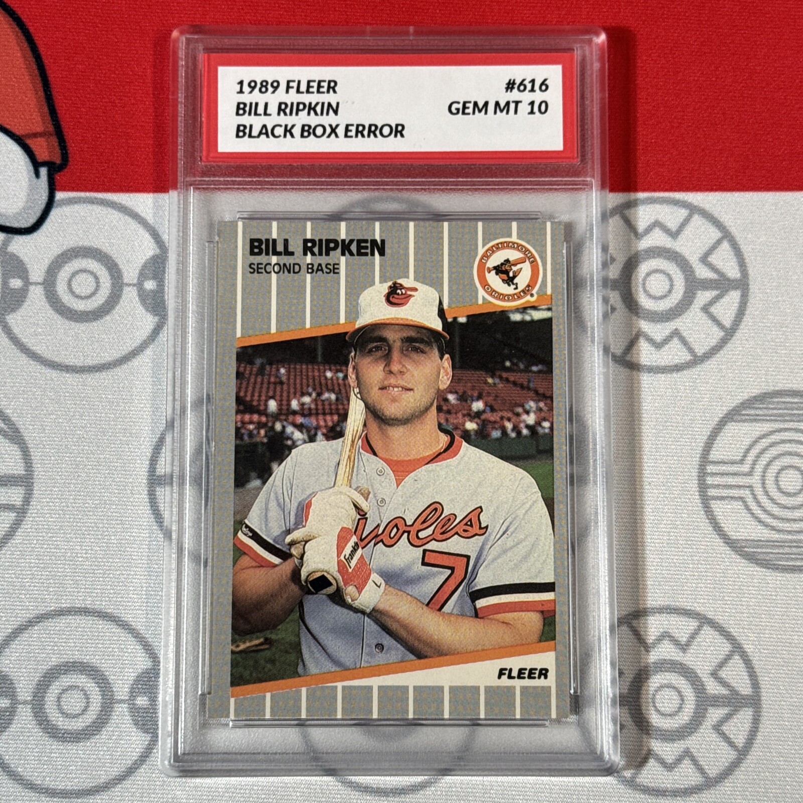 Graded 10 1989 Fleer #616 Bill Ripken ERROR BLACK BOX on Bat Mint Error ...