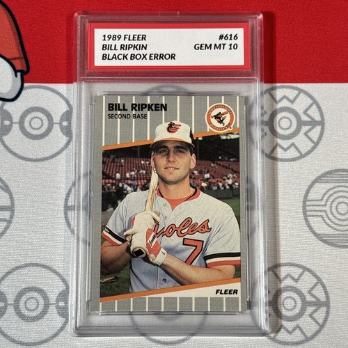 Graded 10 1989 Fleer #616 Bill Ripken ERROR BLACK BOX on Bat Mint Error ...