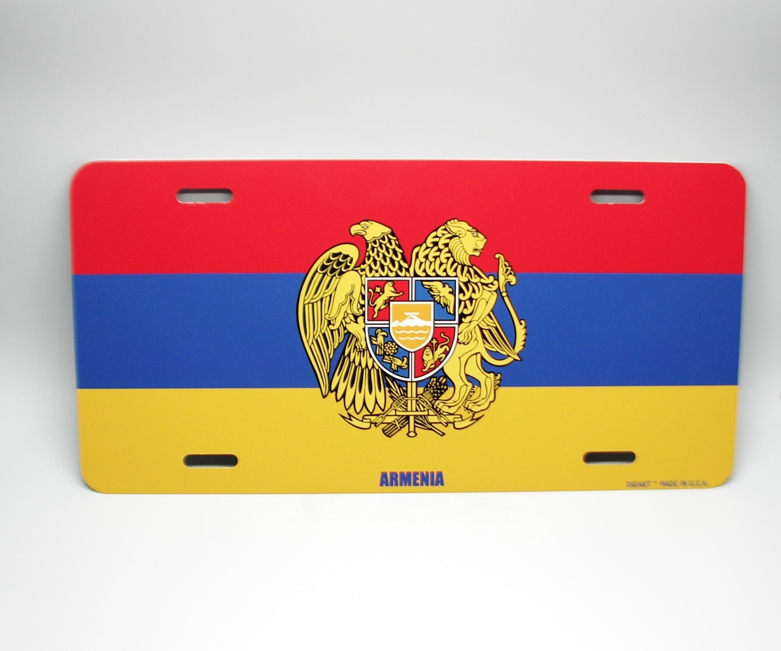 ARMENIA ARMENIAN FLAG COAT OF ARMS METAL CAR NOVELTY LICENSE PLATE AUTO ...