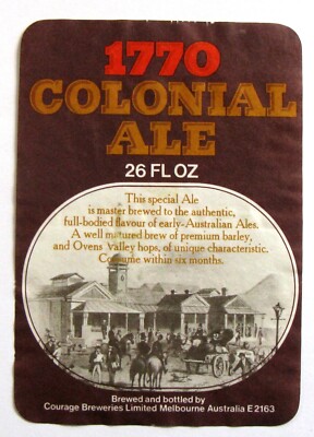 Courage Australia 1770 OLD COLONIAL ALE beer label AUSTRALIA 26oz ...