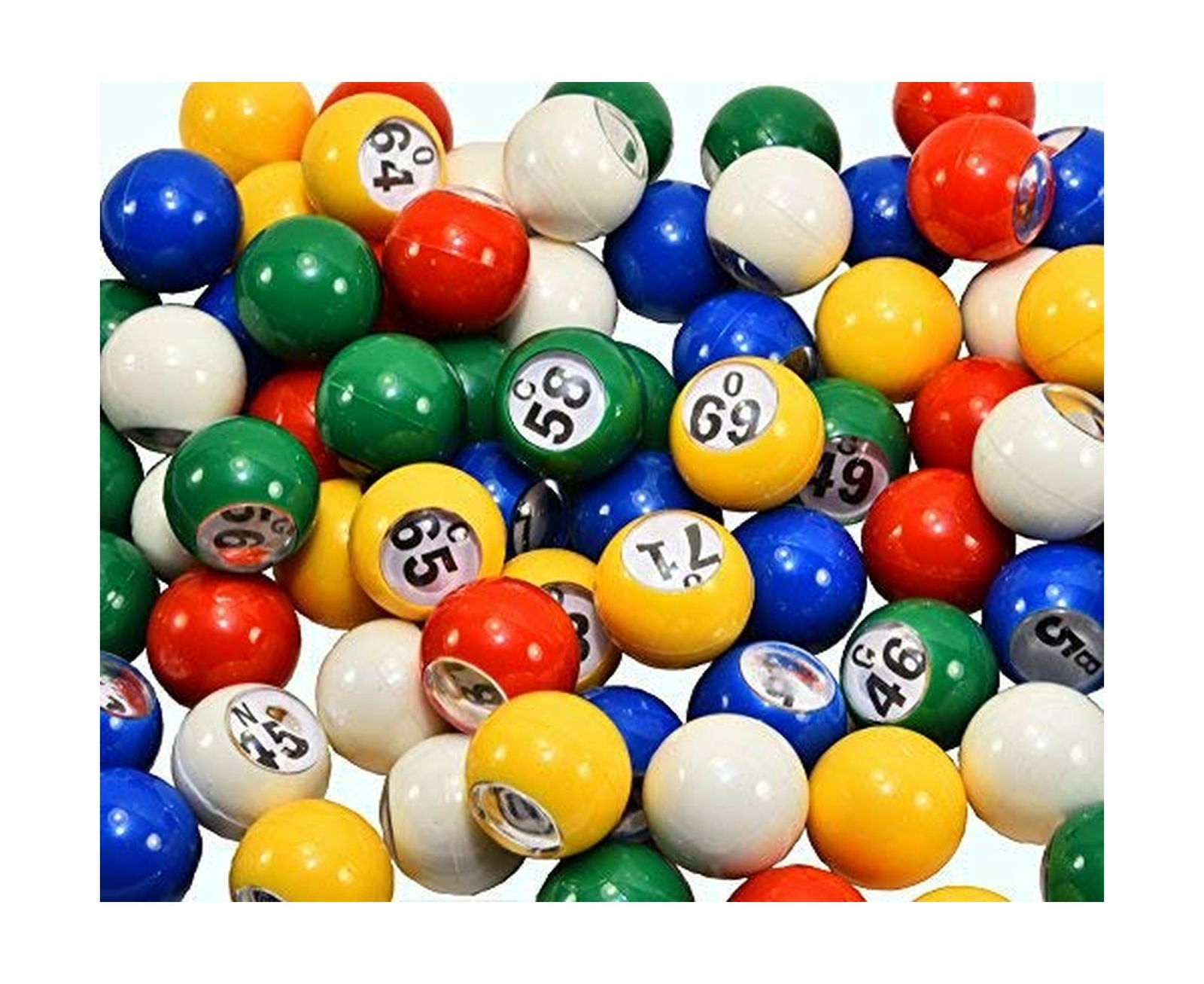 Plastic Bingo Balls 75Ct Multicolor 7/8" Easy Read Window Reusable ...