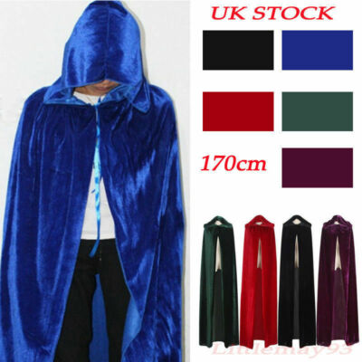 Halloween Unisex Cosplay Death Cape Long Hooded Cloak Wizard Witch ...