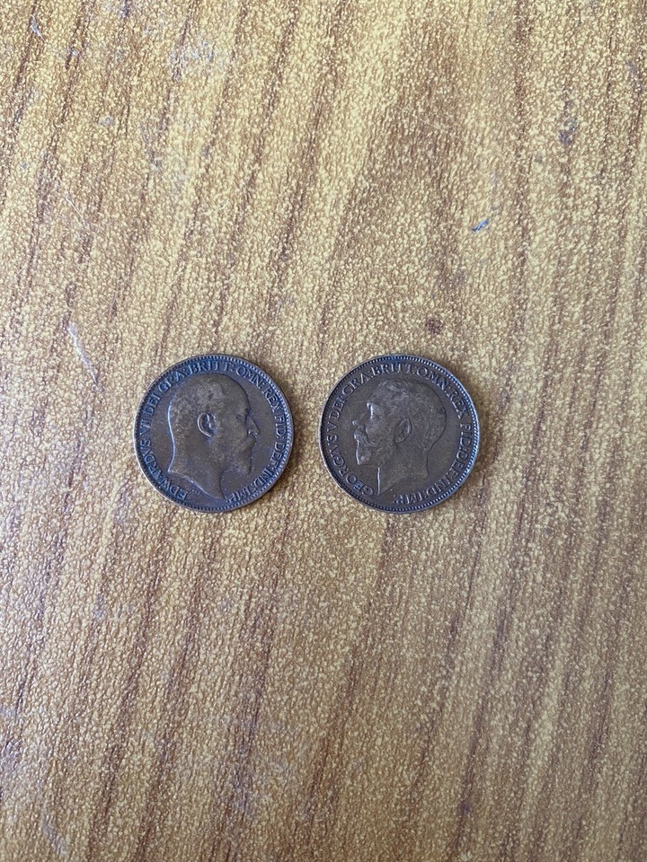 Stock 2 Coins Kingdom United 1 Farthing George V Edward VII Hh | eBay
