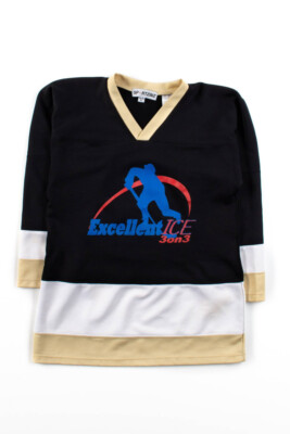 Vintage Excellent Ice 3on3 Hockey Jersey Small Black Sportzbiz | eBay