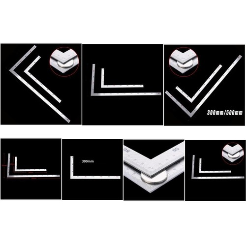 300/500mm Stainless Steel L-Square Angle Measure Ruler Carpenter ...