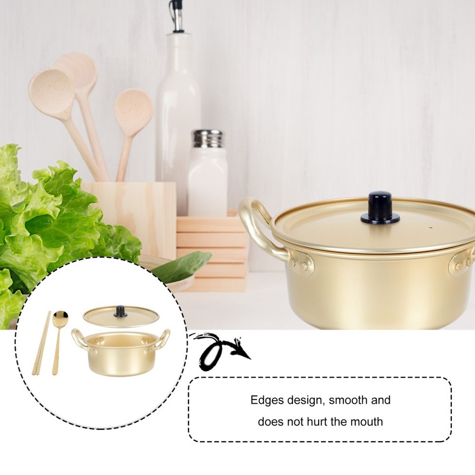 Instant Noodle Pot Golden Korea Ramen from Korean Stone Cooking Pan ...