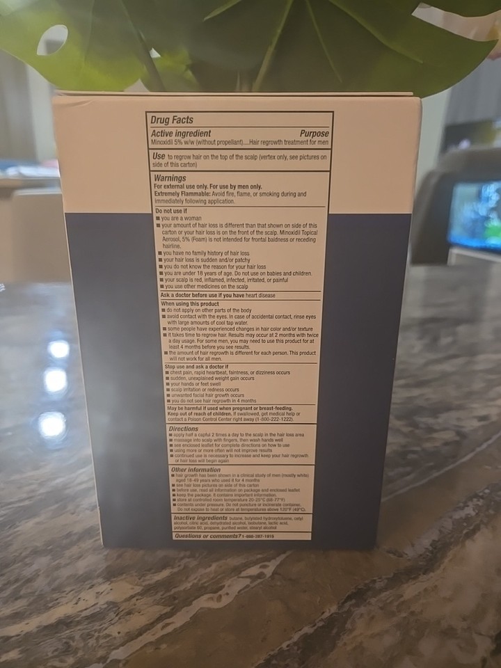 Hair Regrowth Treatment Minoxidil Topical Aerosol, 5 % Foam 3-Month ...