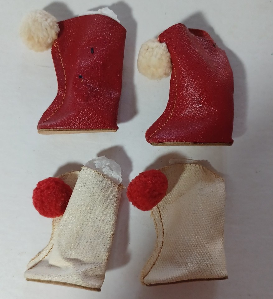1940s 50s Vintage Doll Two Pair Majorette Boots Red And White 1 Inch ...
