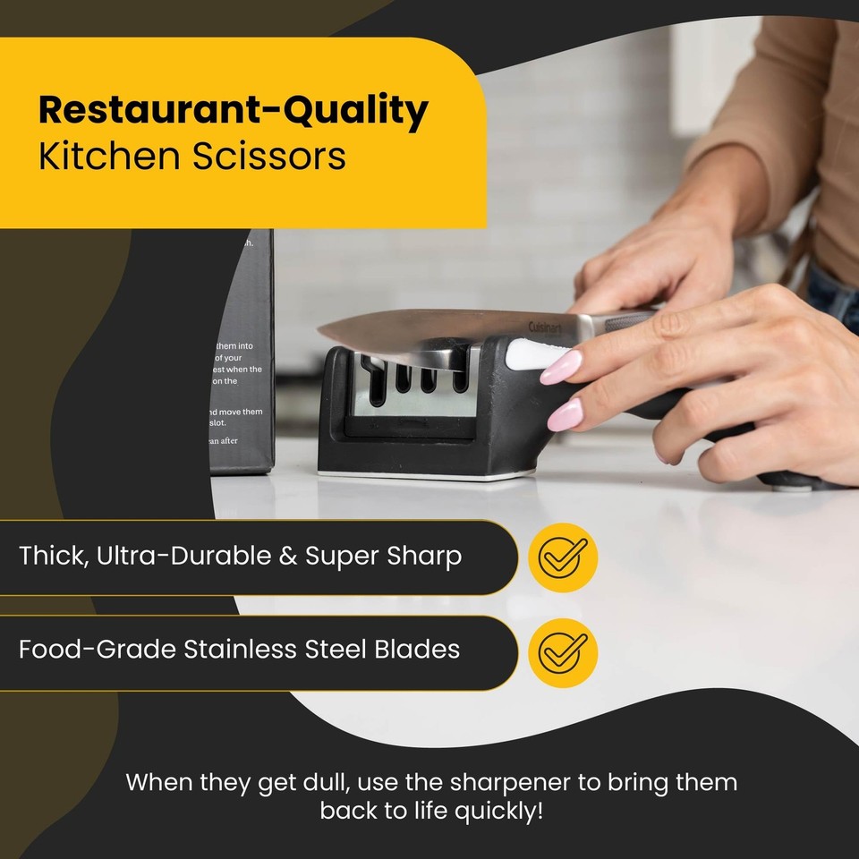 Heavy Duty Kitchen Shears Set with Sharpener | Food Grade Scissors for ...