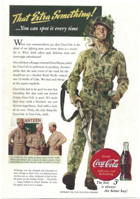 Vintage Coca-Cola That extra something!...soldier in fatigues Print Ad ...