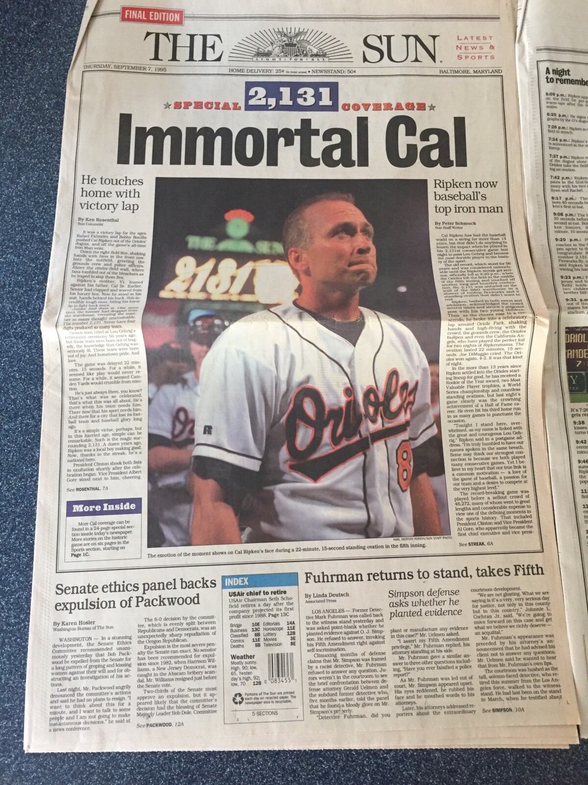 Cal Ripken (2131) Baltimore Sun September 7, 1995 | eBay