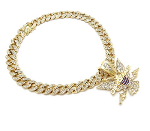 ICED DIPSET DIPLOMATS PENDANT GOLD CUBAN LINK CHAIN NECKLACE HIP HOP ...