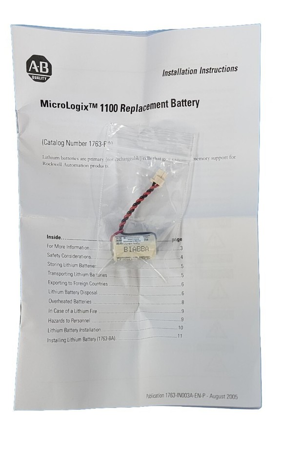 NIB ALLEN BRADLEY 1763-BA SER. A MICROLOGIX 1100 BATTERY | eBay