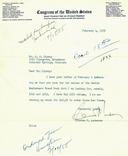 “New Mexico Senator" Clinton Anderson Hand Signed TLS Dated 1955 COA | eBay