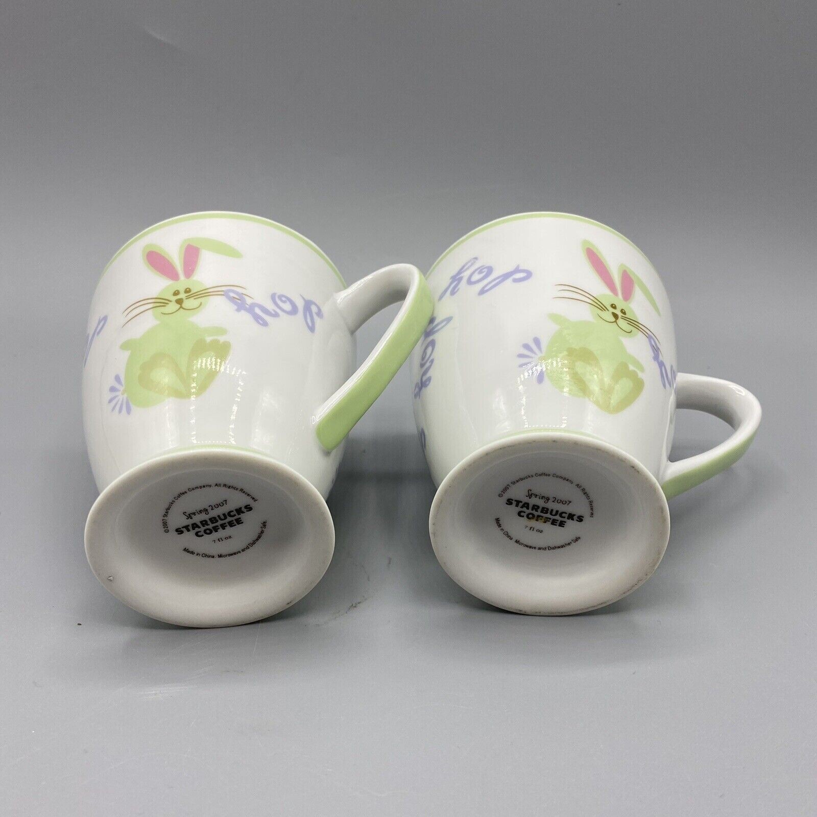 Starbucks Holiday Easter Spring Bunny Hop Cup Mug Lot of 2 Mugs 7 oz ...